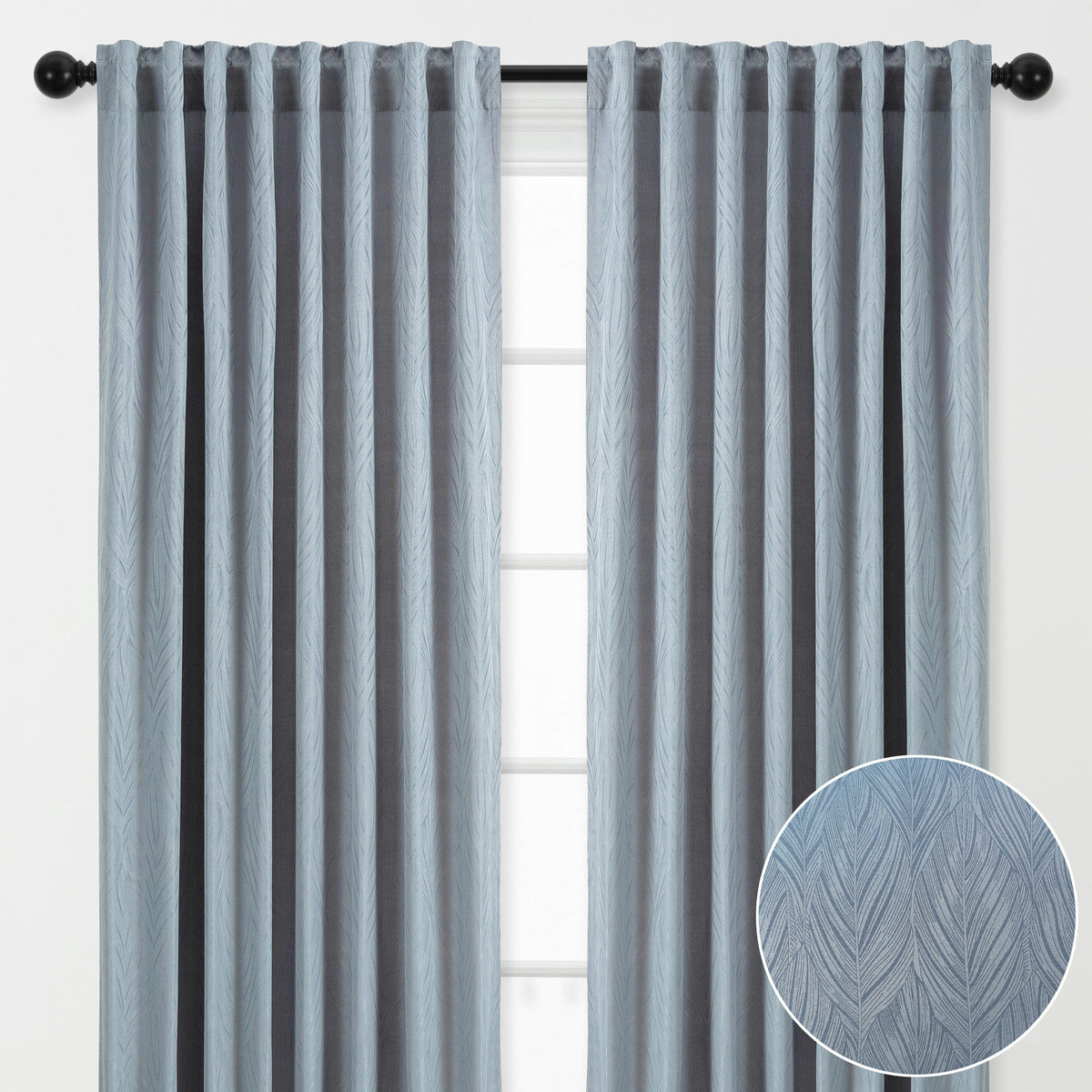Embossed Leaf Room Darkening Curtains – Chanasya